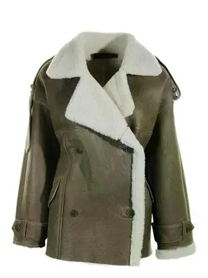 SALVATORE SANTORO Shearling Double-breasted Jacket - Brown