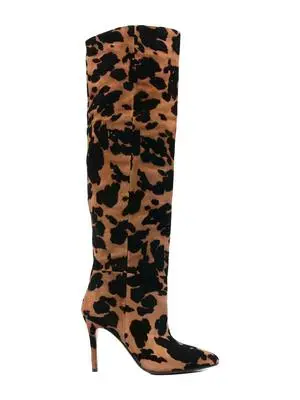 L ARIANNA Animal-print Knee-high Stiletto Boots - Brown
