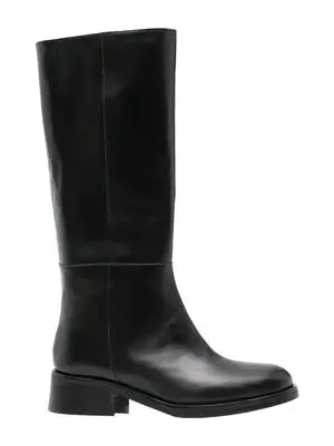 L ARIANNA Panelled Leather Knee High Boots - Black