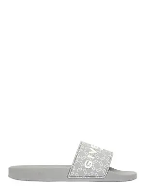 Givenchy Logo Pattern Slides - Grey