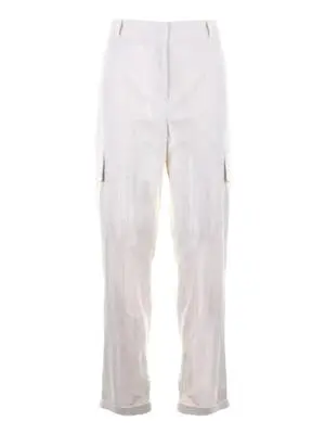 Eleventy Pinstriped Cargo Trousers - Neutrals
