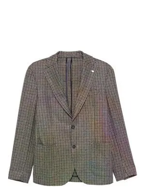 LUIGI BIANCHI MANTOVA Houndstooth Single-breasted Blazer - Brown