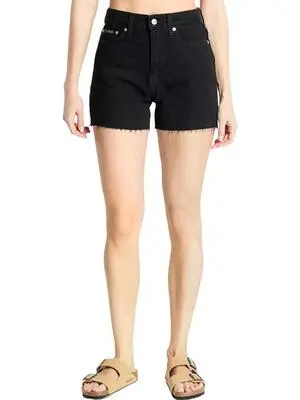 Calvin Klein Frayed Mom Denim Shorts - Black