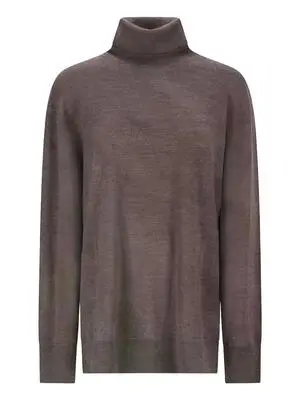 THE ROW Turtleneck Long-sleeve Top - Brown