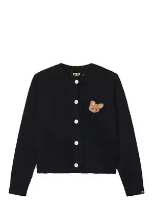 MINI CREAM Appliqué Cardigan - Black