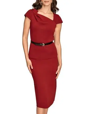 Donna Karan New York Asymmetric Belted Sweater - Metropolitan Red