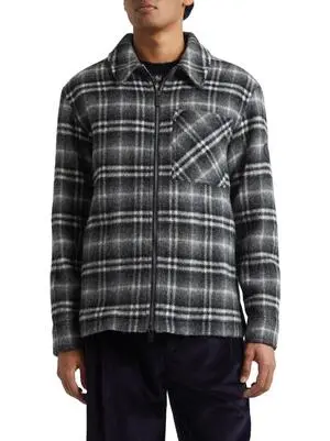 Burberry Oran Plaid Wool Overshirt - Chess Black/bass Grey