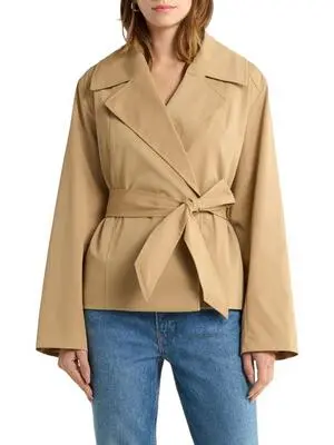 REFORMATION Jordan Short Trench Coat - Camel