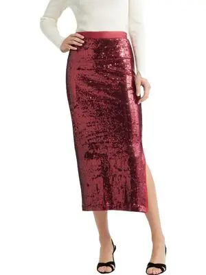 BOSS Ebibi Sequin Pencil Skirt - Deep Ruby