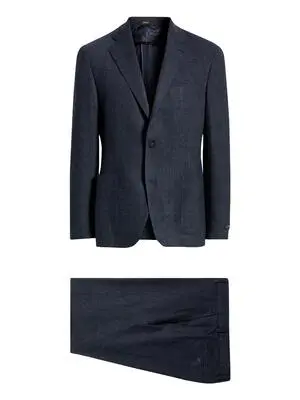 Vince Icon Relaxed Fit Navy Microtexture Stretch Wool & Cashmere Suit - Navy/charcoal
