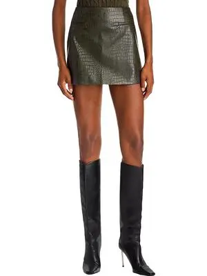 NONCHALANT LABEL Baron Faux Leather Mini Skirt - Army Green
