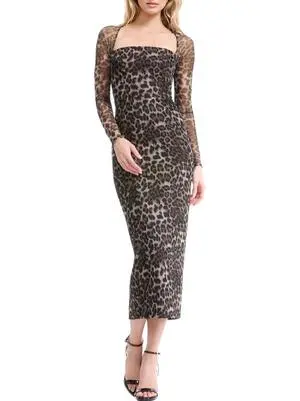 Dress The Population Printed Body-con Maxi Dress - Leopard Multi