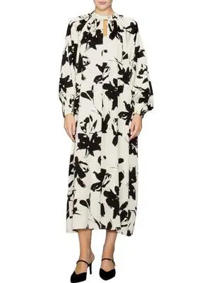 MELLODAY Floral Print Maxi Dress - Bone/black Print
