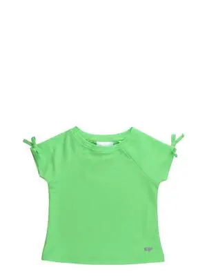 RUFFLEBUTTS UPF 50+ Active Raglan Bow T-Shirt Neon Honeydew