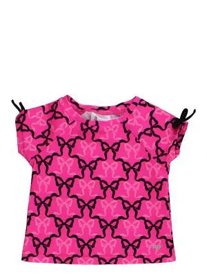 RUFFLEBUTTS UPF 50+ Active Raglan Bow T-Shirt Neon Magenta Bows