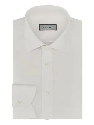 Canali Regular Fit Micro-twill Cotton Shirt - White