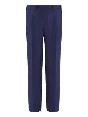 Canali Pure Wool Pleated Trousers - Blue