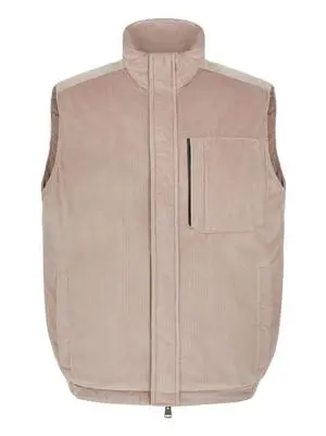 Canali Padded Cotton Corduroy Vest - Beige