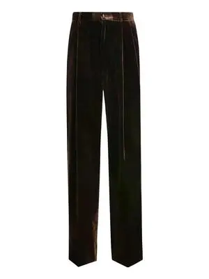 Dolce & Gabbana Pleated Velvet Trousers - Brown