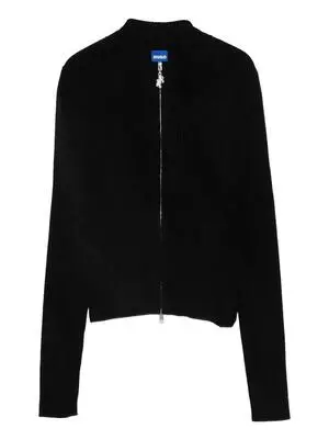 Hugo Zip-up Ribbed Cardigan - Black