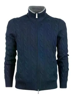 BARBA NAPOLI Cable-knit Zip Cardigan - Blue