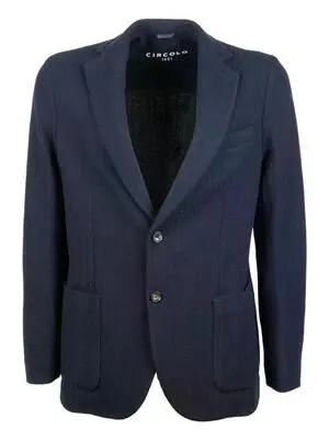 CIRCOLO 1901 Herringbone Single-breasted Blazer - Blue