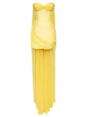POST MERIDIEM Corset Mini Dress With Train - Yellow