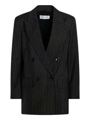 Max Mara Striped Double-breasted Blazer - Black