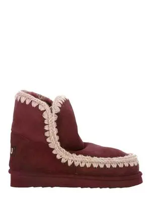Mou Double-face Stitch-detail Boots - Red