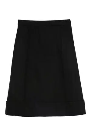 SEMICOUTURE Turn-up Midi Skirt - Black
