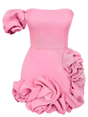 POST MERIDIEM One-shoulder Ruffled Mini Dress - Pink