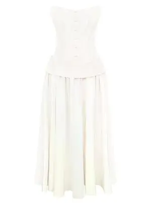 POST MERIDIEM Serment Buttoned Corset Maxi Dress - White