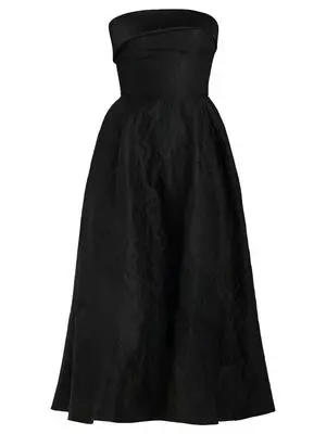 POST MERIDIEM Jacquard Strapless Midi Dress Black