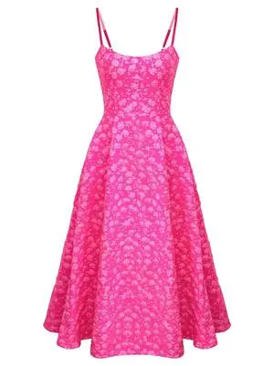 POST MERIDIEM Jacquard Corset Midi Dress - Pink