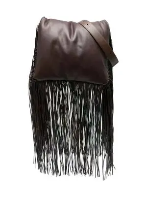 Sportmax Fringed Nappa Leather Clutch - Brown