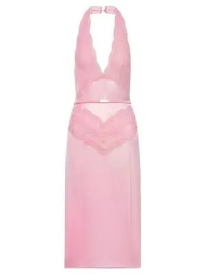Gucci Lace-panel Halterneck Satin Dress - Pink