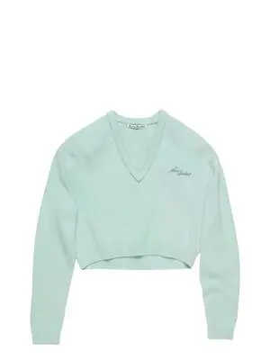Acne Studios V-neck Sweatshirt With Logo - Green