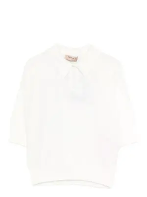 TWINSET Brushed-effect Polo Top - White