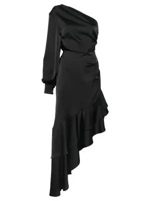 RHIZOME Aruna Ruffle-hem Midi Dress - Black