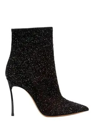 Casadei 100mm Glitter-embellished Pointed-toe Boots - Black