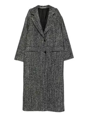 Tagliatore Herringbone Single-breasted Coat - Black