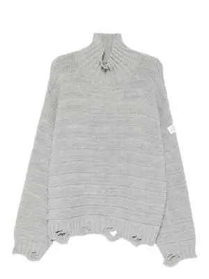 MAISON MARGIELA Turtleneck Frayed Sweater - Grey