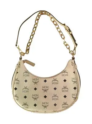 Mcm Small Logo-pattern Shoulder Bag - Neutrals