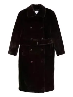 STAND STUDIO Belted Double-breasted Coat - Red