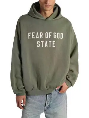 Fear Of God Logo Detail Hoodie - Green