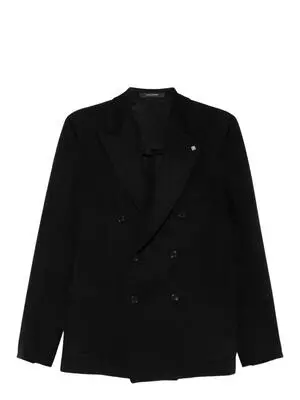 Tagliatore Peak-lapel Double-breasted Blazer - Black
