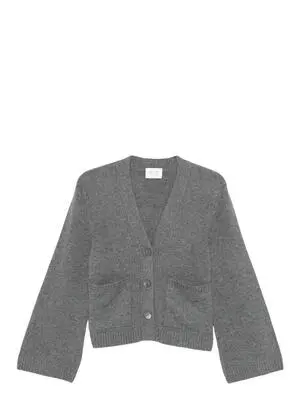 BE YOU Buttoned Cardigan With Pockets - Grey