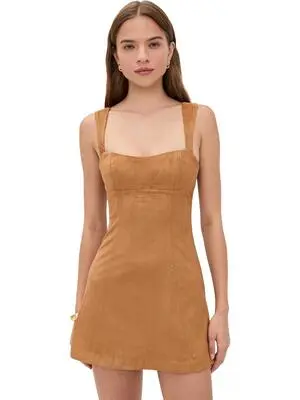 RUNAWAY THE LABEL Zaela Faux Suede Mini Dress - Tan