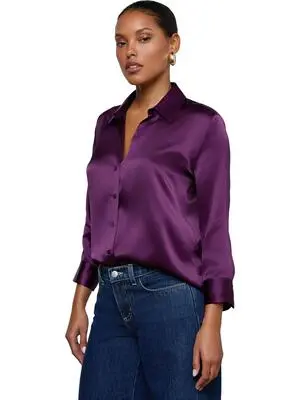 L'Agence Dani Silk Blouse - Medium Violet
