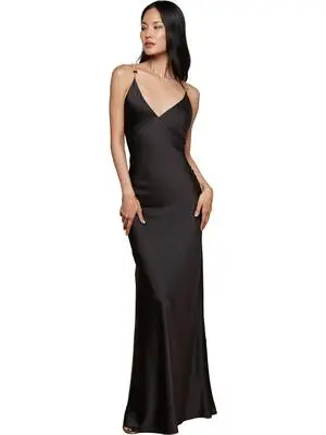 L'Agence Saint Crystal Strap Gown - Dark Brunette